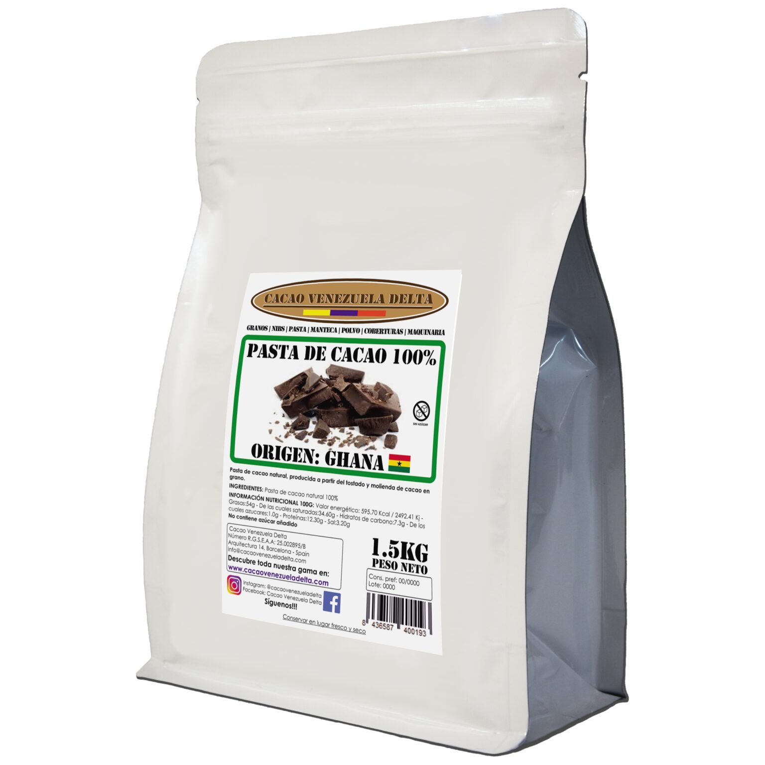 CHOCOLATE NEGRO PURO 100% ECUADOR - www.cacaovenezueladelta.com